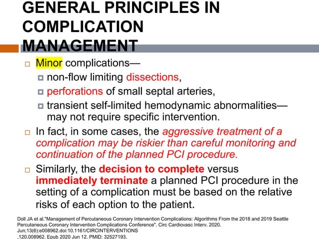 Management of Percutaneous Coronary Intervention PCI Complications Dr ...