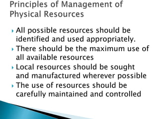 Management of Physical Resources in School | PPTX
