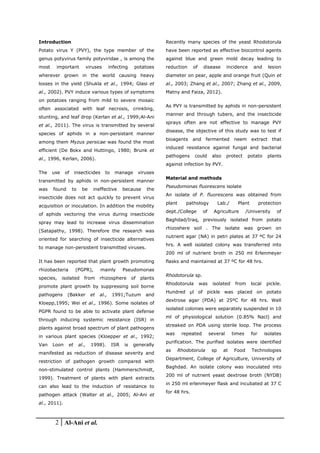 Management of potato virus Y (PVY) in potato by some biocontrol agents ...