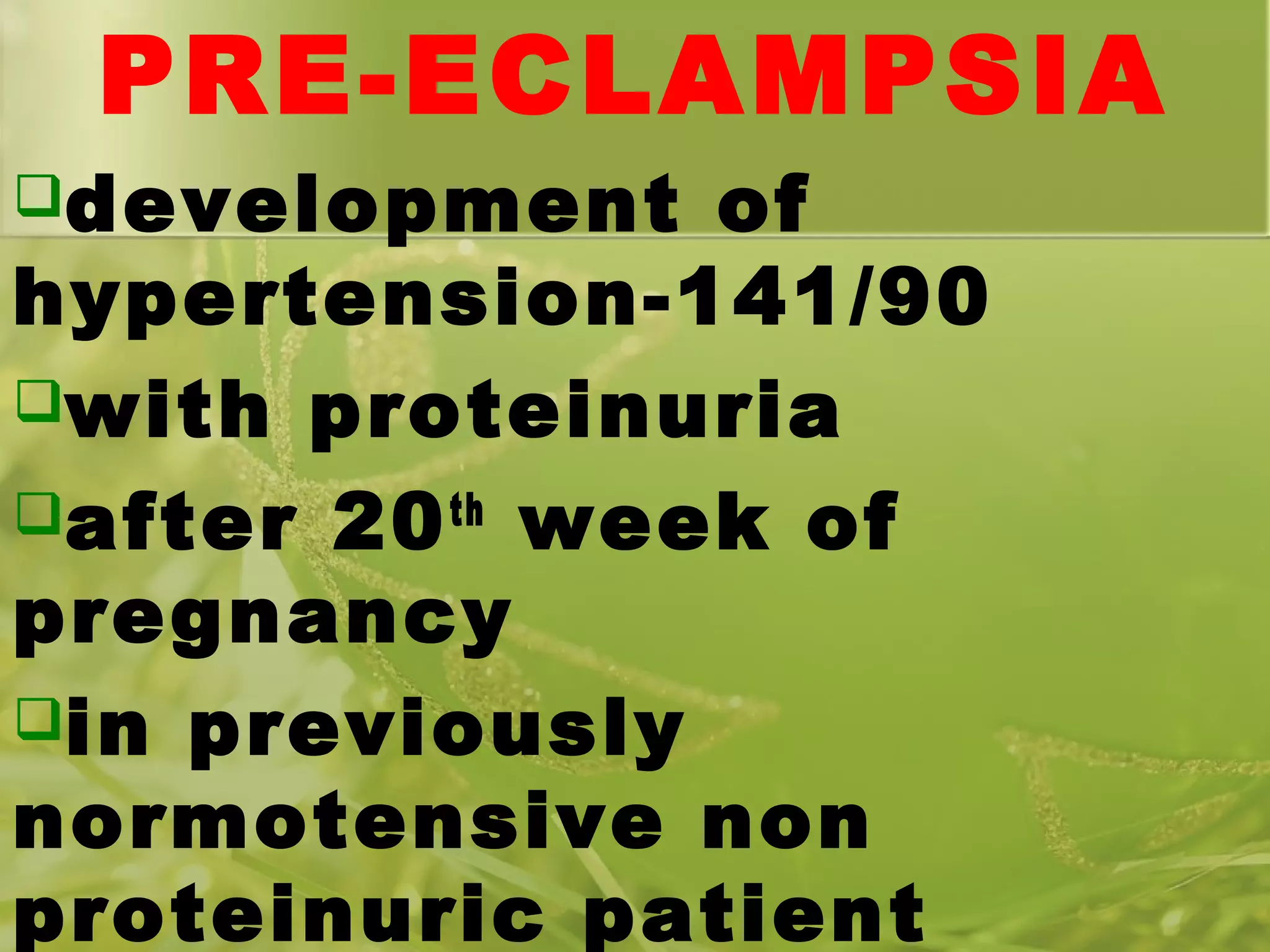 Management of pre eclampsia | PPT