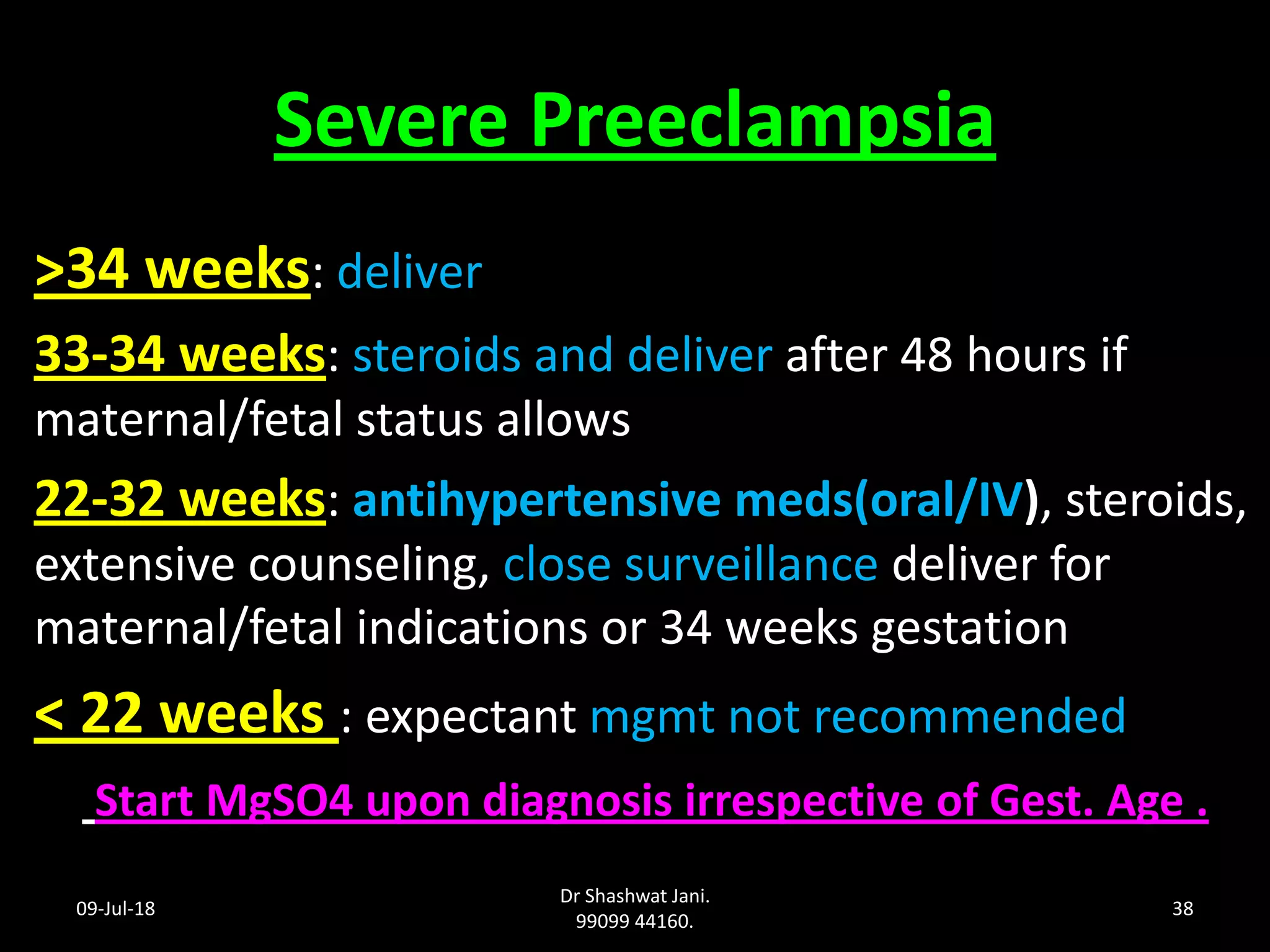 MANAGEMENT OF PREECLAMPSIA BY DR SHASHWAT JANI | PDF