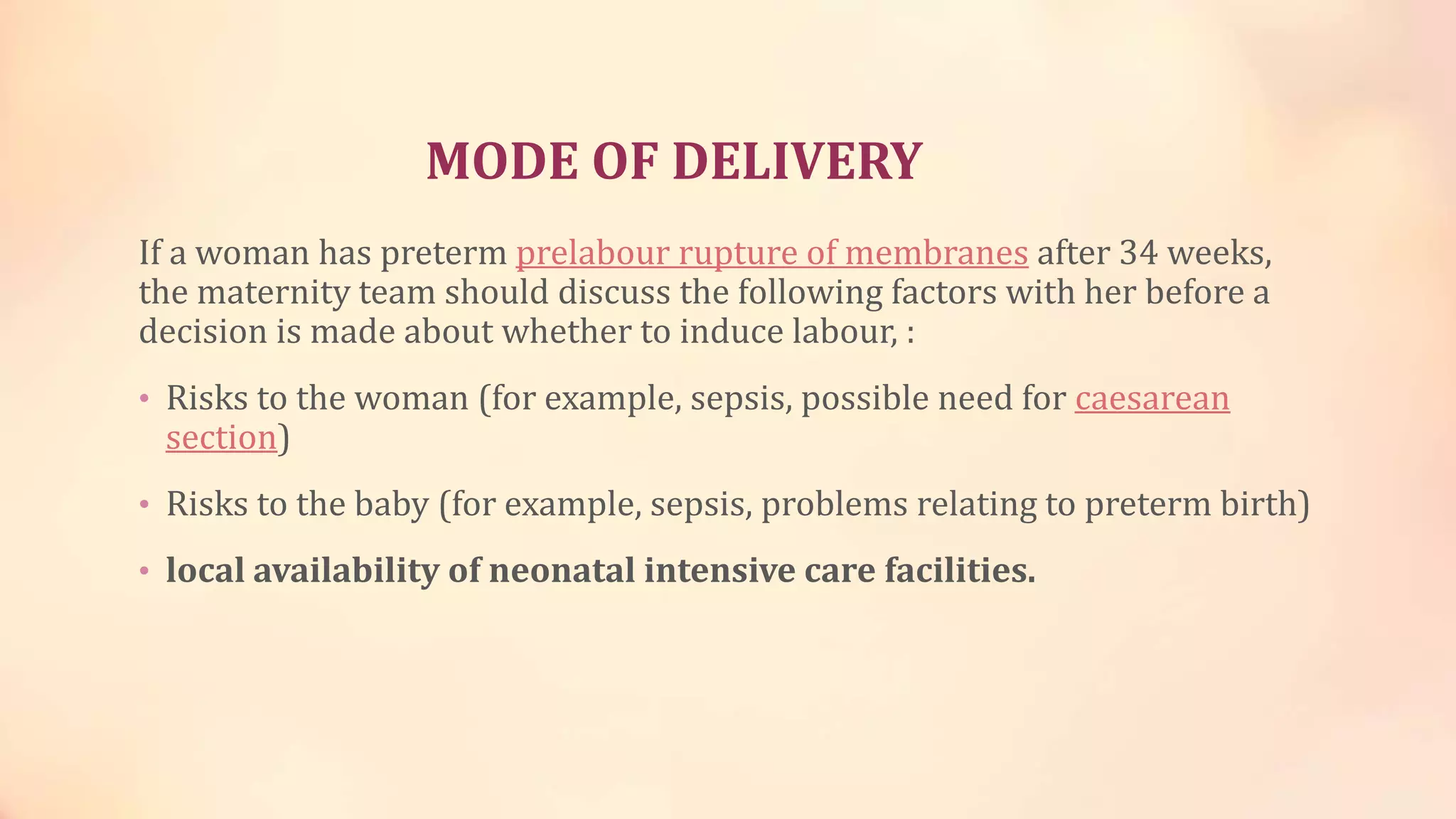 MANAGEMENT OF PRETERM PROM ON INDUCTION OF LABOUR | PPTX
