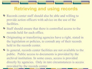 Management of records in the records center | PPT