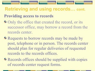 Management of records in the records center | PPT