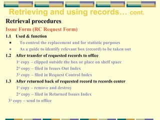 Management of records in the records center | PPT