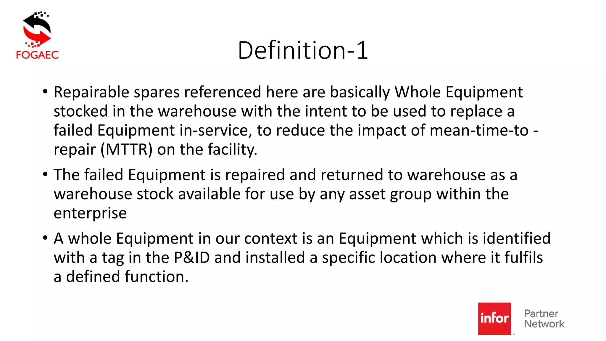 Management of repairable warehouse-stocked spare equipment | PPTX