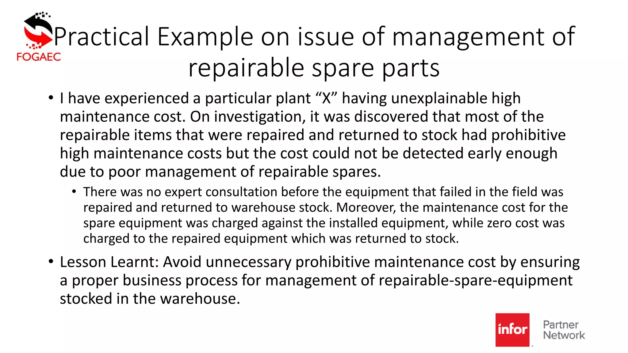 Management of repairable warehouse-stocked spare equipment | PPTX