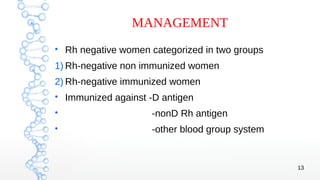 MANAGEMENT OF RH NEGATIVE pregnancy by dr mudasir | PPTX