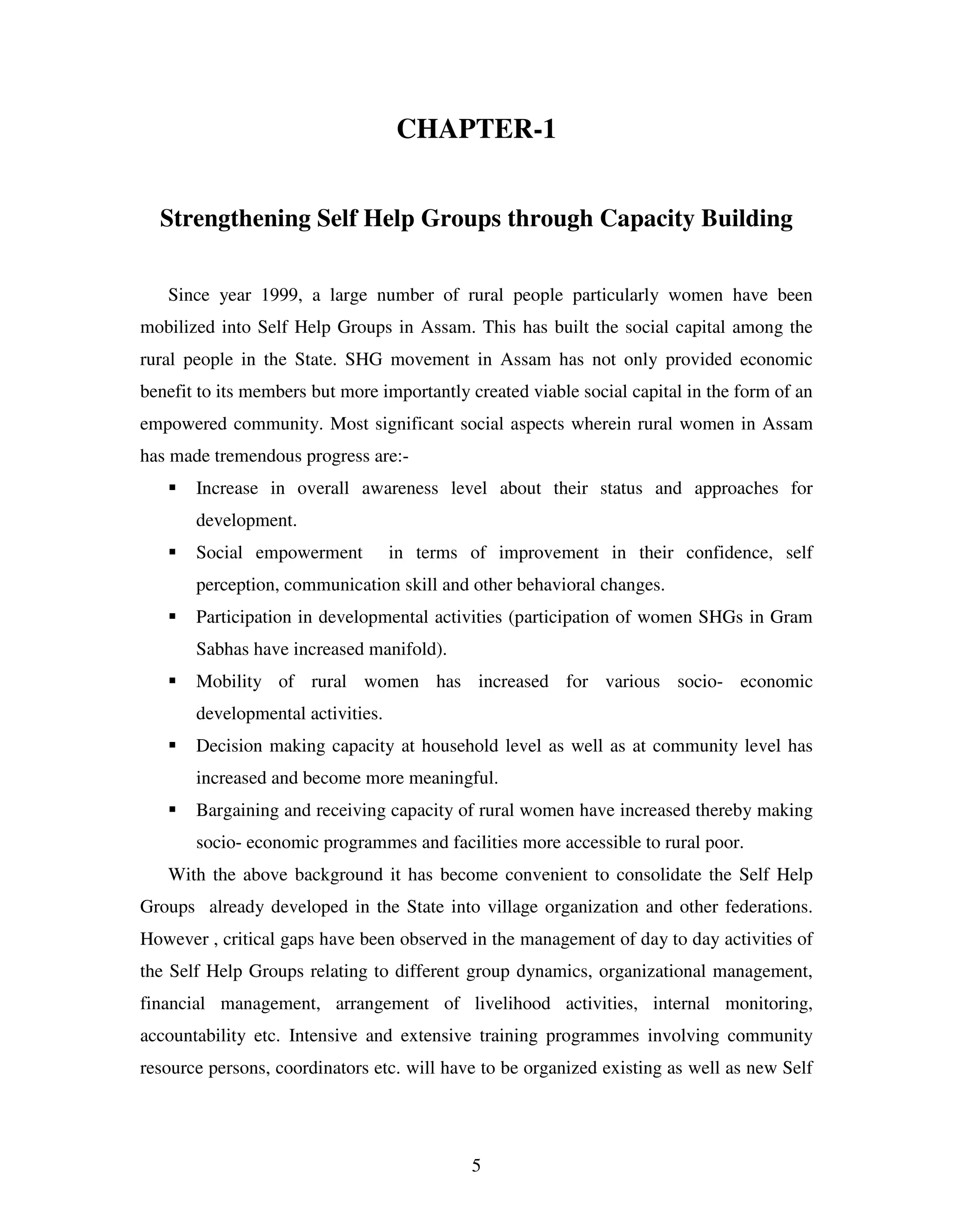 MANAGEMENT OF SELF HELP GROUPS | PDF