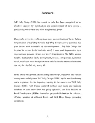 MANAGEMENT OF SELF HELP GROUPS | PDF