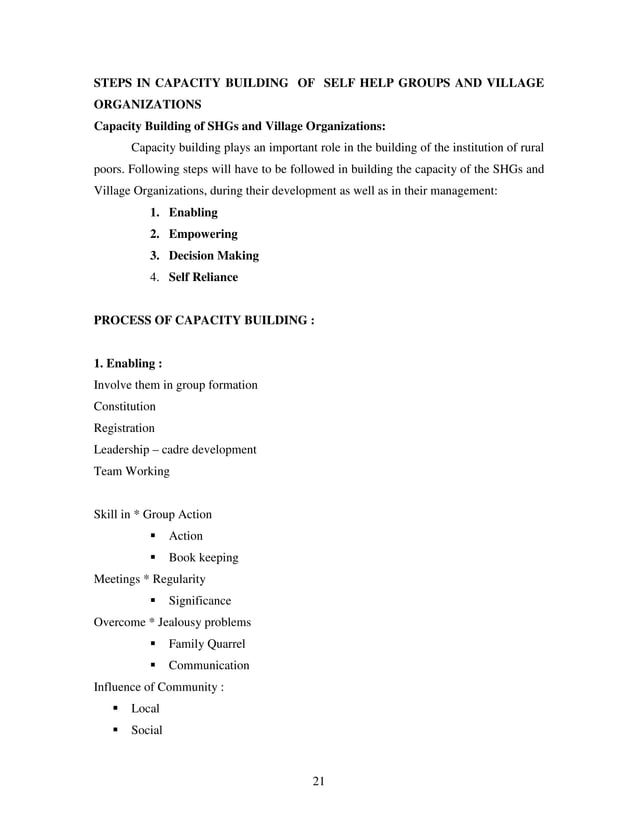 MANAGEMENT OF SELF HELP GROUPS | PDF | Personal Finance