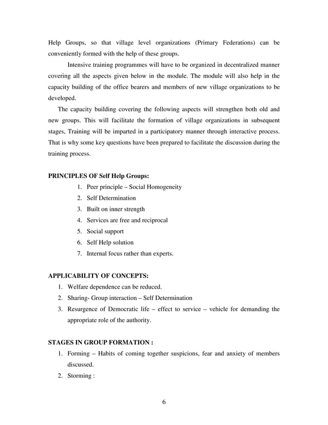 MANAGEMENT OF SELF HELP GROUPS | PDF | Personal Finance