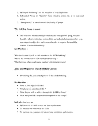MANAGEMENT OF SELF HELP GROUPS | PDF