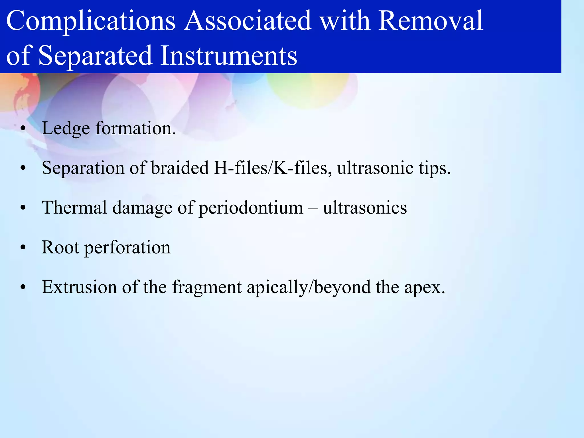 Management of seperated instruments- Dr.Jagadeesh kodityala | PPTX