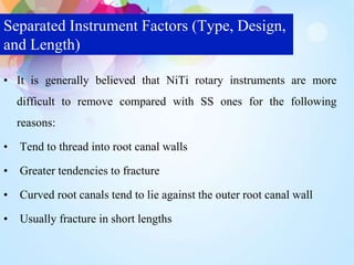 Management of seperated instruments- Dr.Jagadeesh kodityala | PPTX