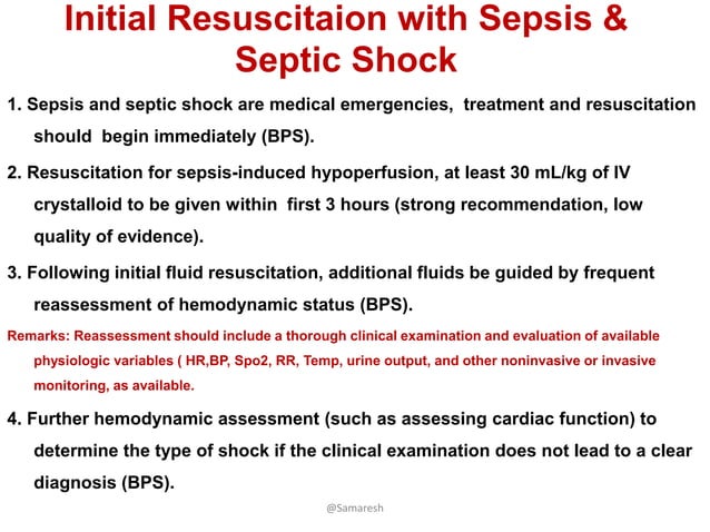 Management of sepsis and septic shock | PPTX | First Aid | Injuries
