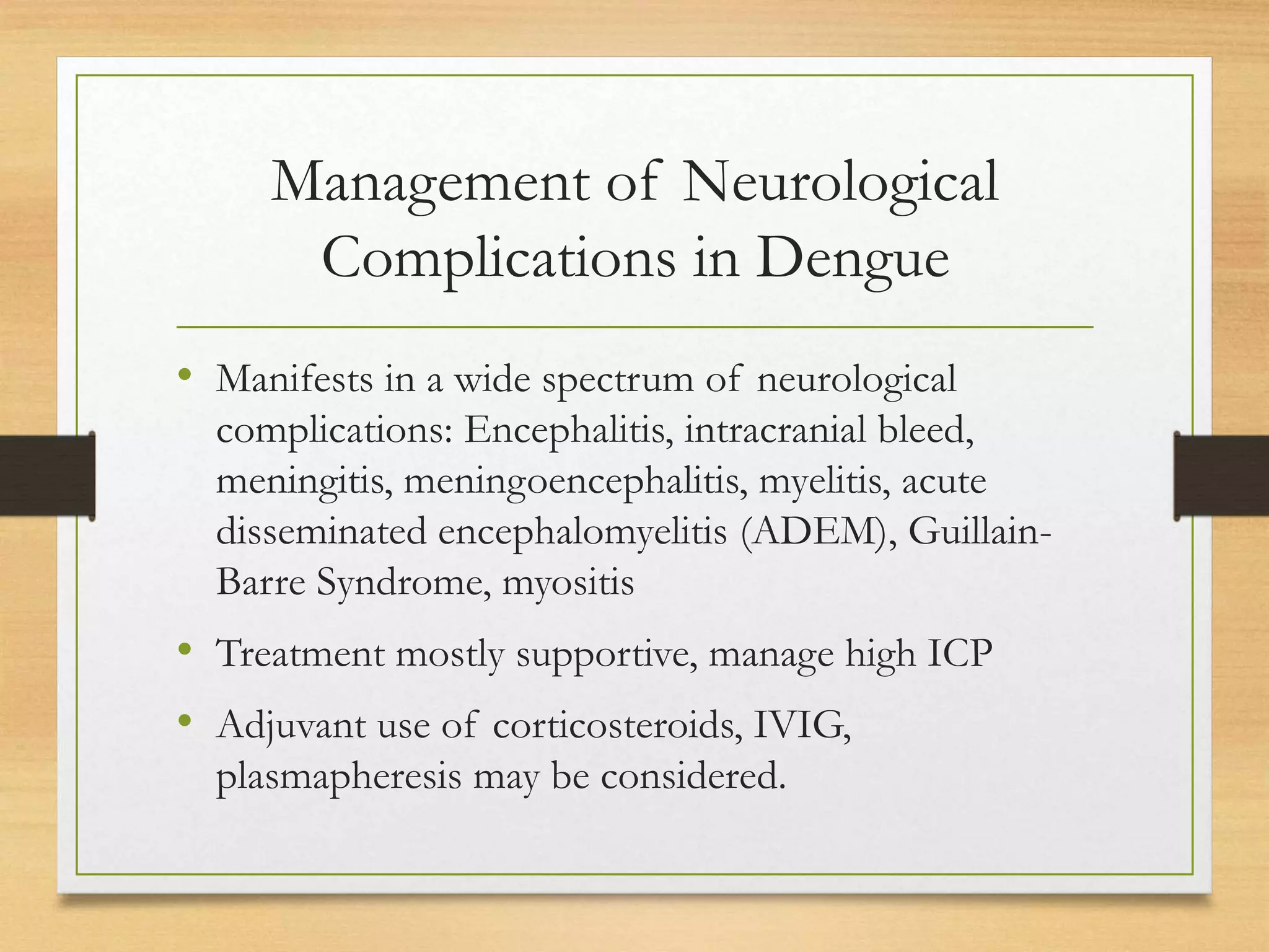 Management of Severe Dengue.pptx | Infectious Diseases | Diseases and Conditions