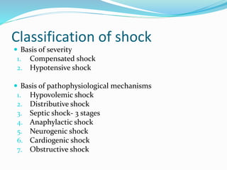 Management of shock | PPTX | Blood Disorders | Diseases and Conditions