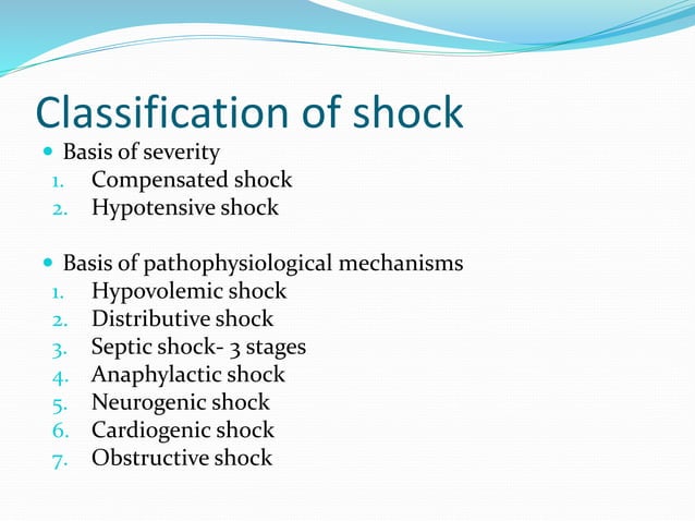 Management of shock | PPTX | Blood Disorders | Diseases and Conditions