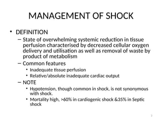 Overview of the MANAGEMENT OF SHOCK .ppt