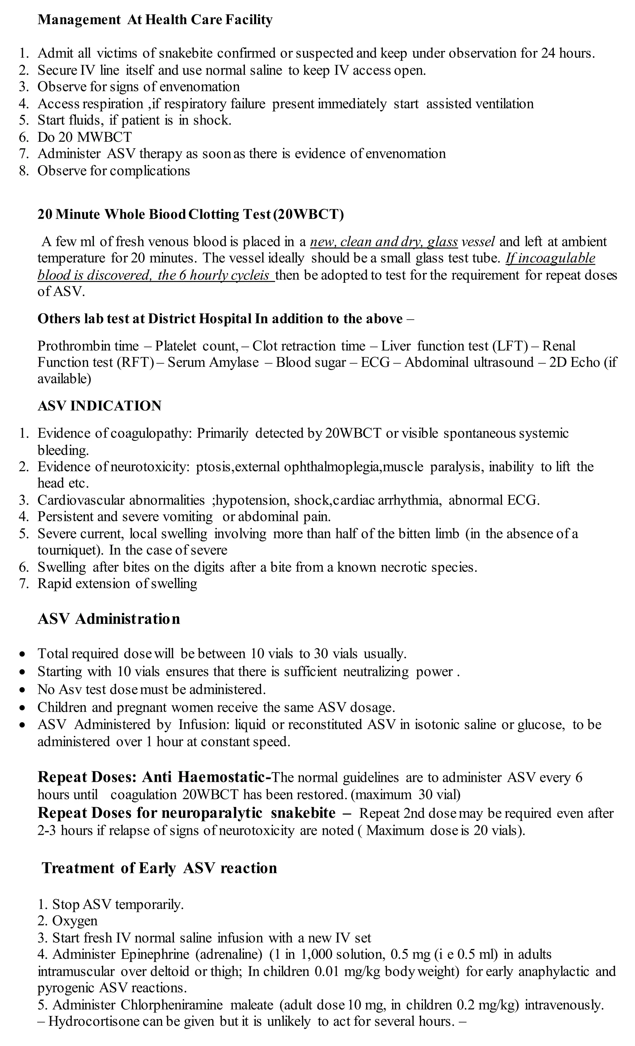 Management of snake bite at rural hospital in india | DOCX