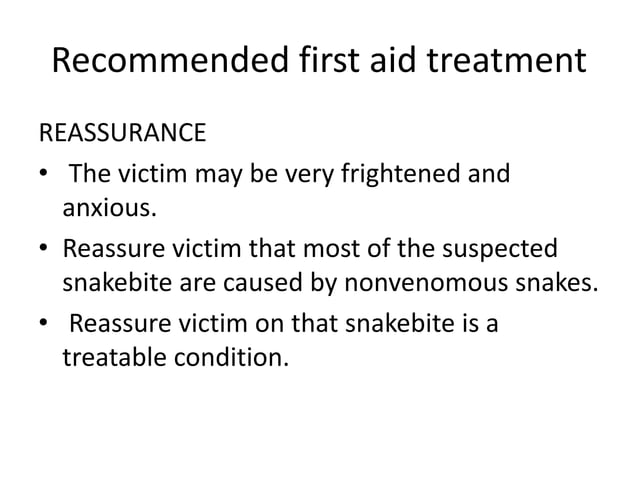 Management of snakebite envenoming(first aid treatment and transport | PPT