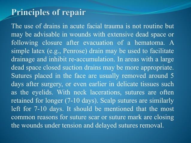 Management of soft tissue injuries in facial trauma | PPTX