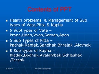 Management of sub types of Tri Dosha | PDF