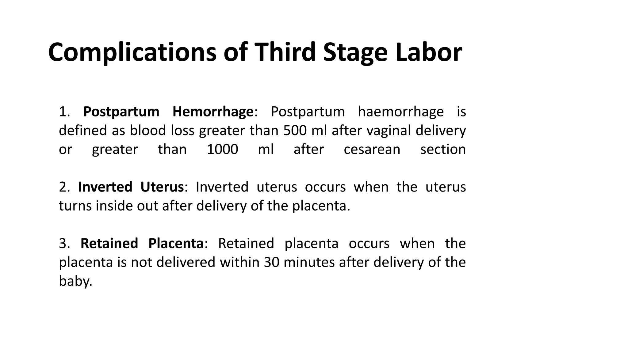 Management of the complications of second and third stages of labour ...