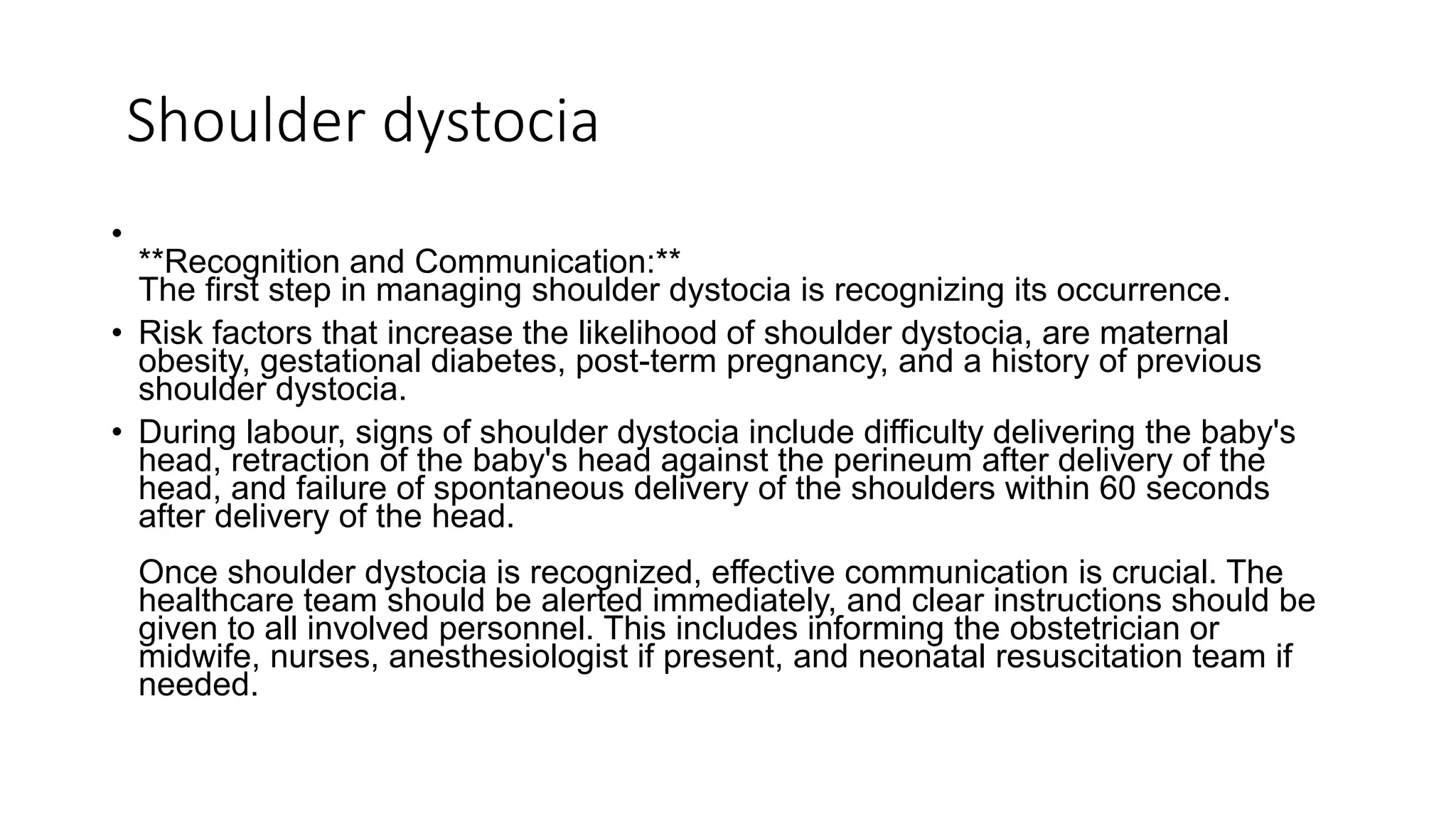 Management of the complications of second and third stages of labour ...