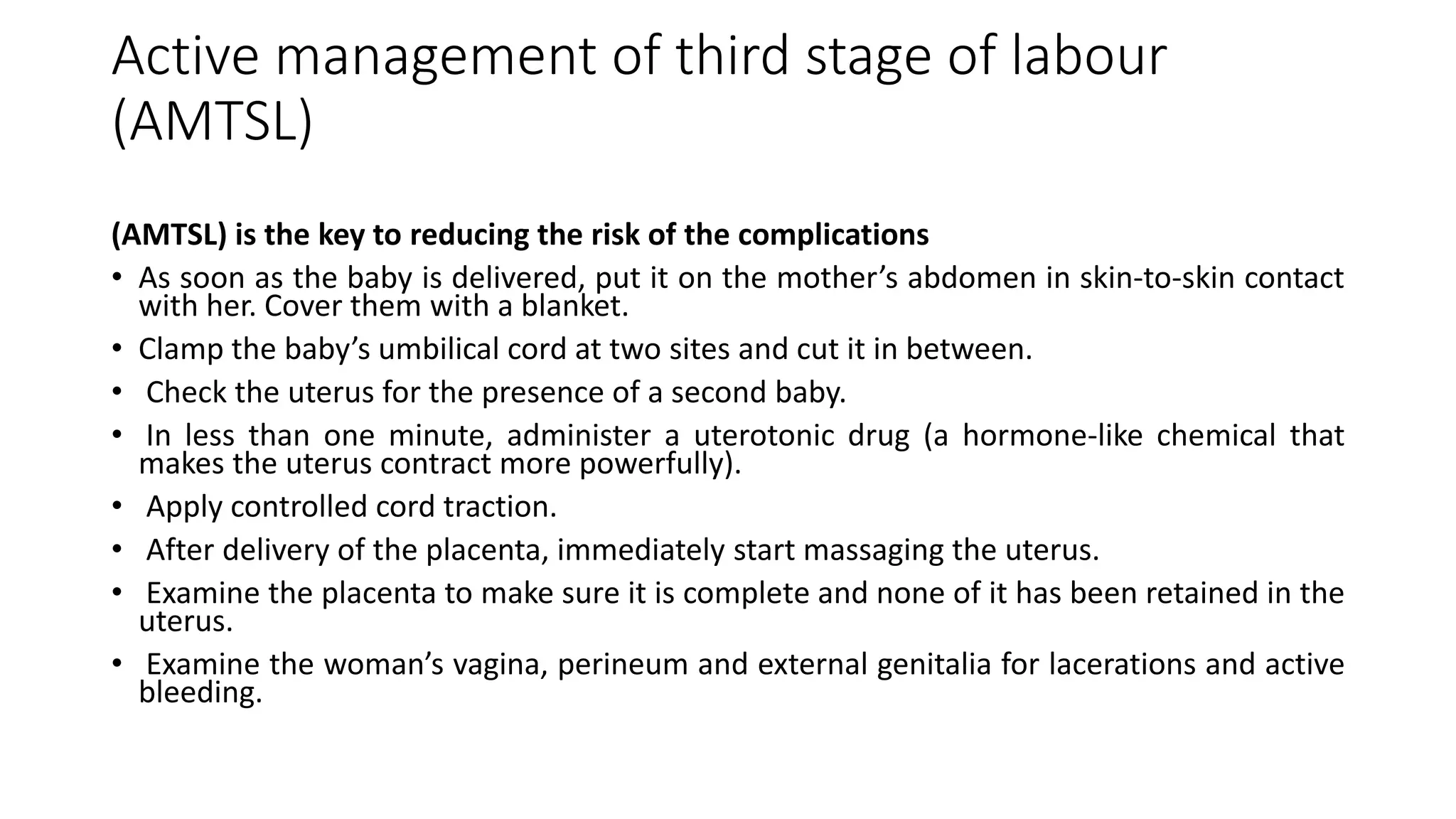 Management of the complications of second and third stages of labour ...