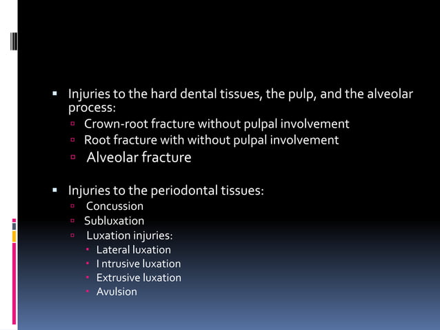 Management of traumatic dental injury of primary teeth | PPTX | Dental ...