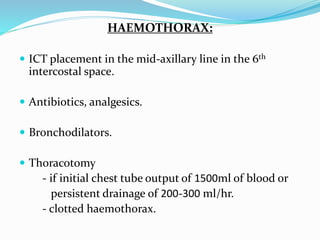 Management of traumatic pneumothorax and haemothorax | PPTX