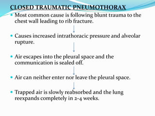 Management of traumatic pneumothorax and haemothorax | PPTX
