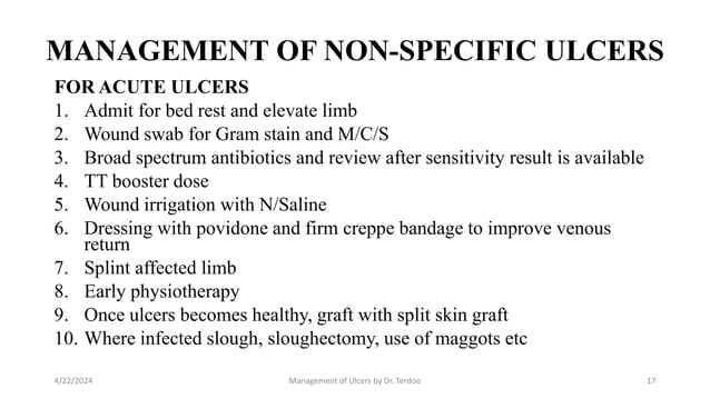Management of cutaneous ulcers by Dr. Terdoo M.I .pptx