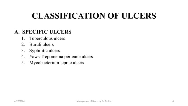 Management of cutaneous ulcers by Dr. Terdoo M.I .pptx