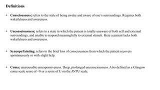 MANAGEMENT OF UNCONCIOUS PATIENT IN EMERGENCY | PPTX