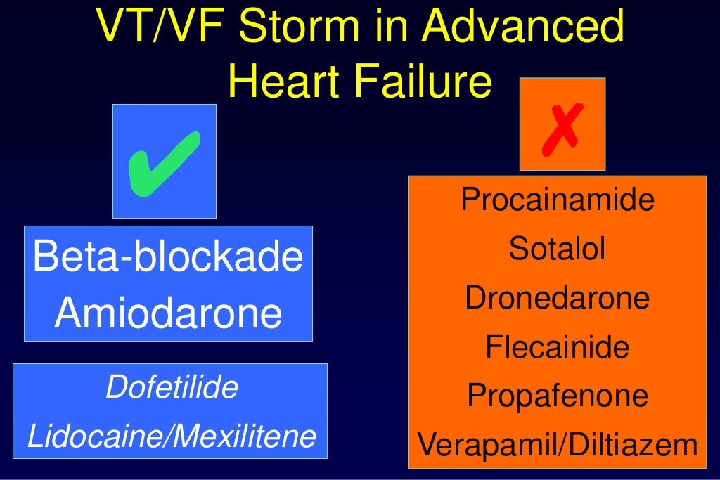 Management of vt vf storm in advanced heart failure