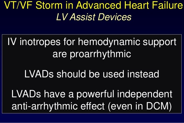 Management of vt vf storm in advanced heart failure
