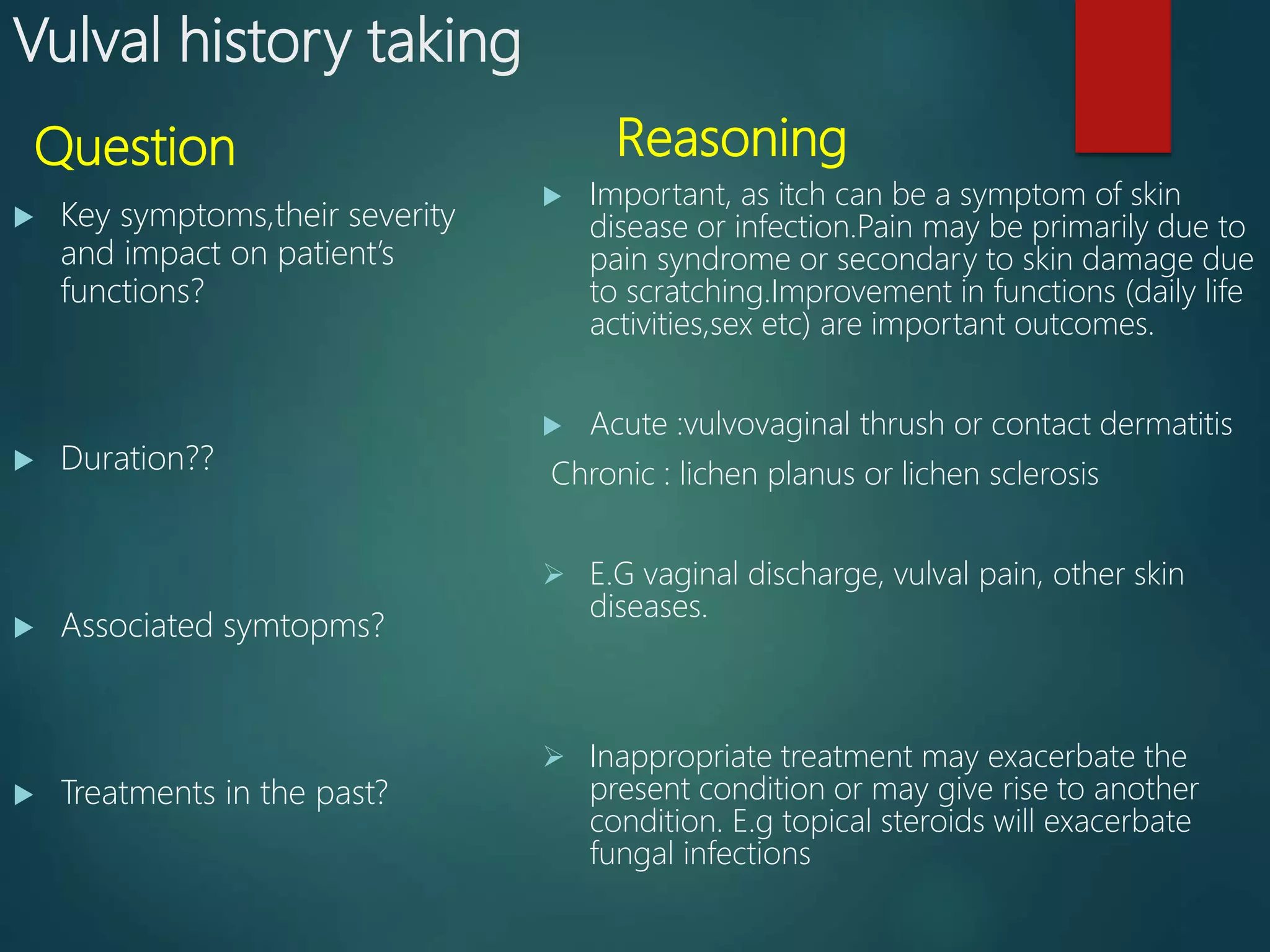 Management of vulval itching caused by benign vulval22 | PPTX