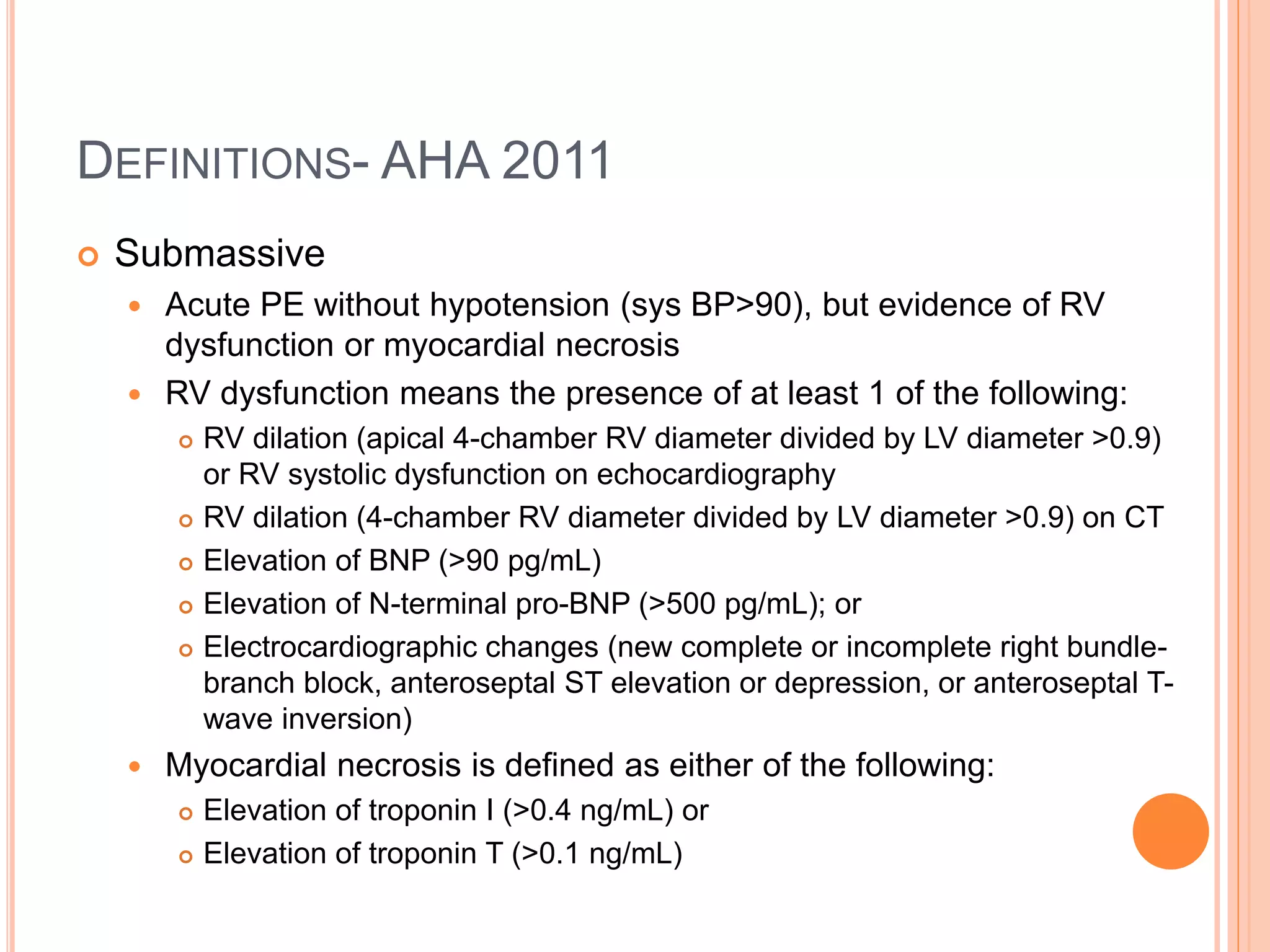 Management options in massive and submassive pulmonary embolus | PPTX