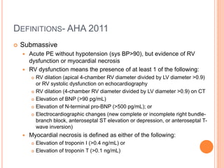 Management options in massive and submassive pulmonary embolus | PPTX