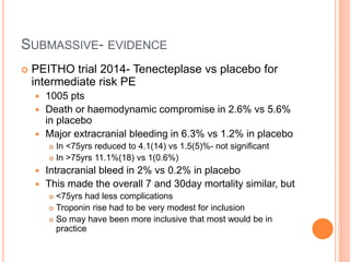 Management options in massive and submassive pulmonary embolus | PPTX