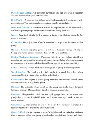 Management organizational behaviour all chapter key words | PDF