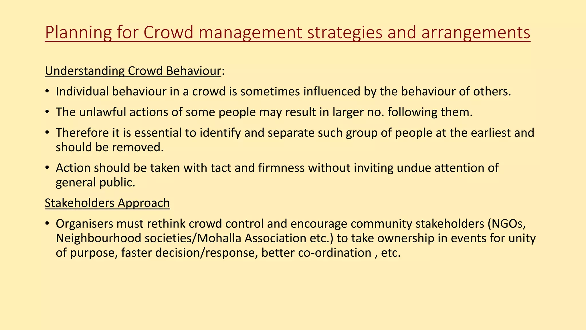 Management plan for crowd control | PPTX