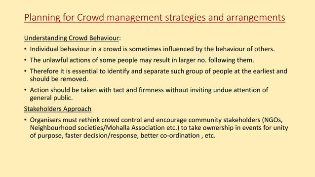 Management plan for crowd control | PPTX