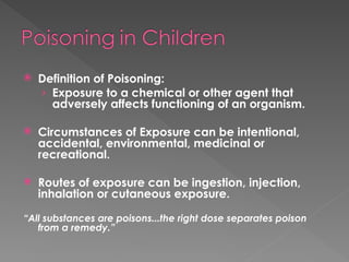 MANAGEMENT POISONING IN CHILDREN- KRIPA LECTURES 5.ppt | Free Download