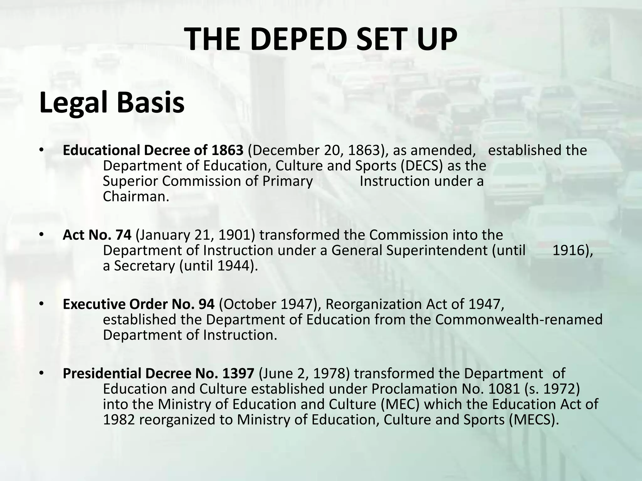 Department of Education (RA 9155), DepEd Set Up, Educational Delivery ...