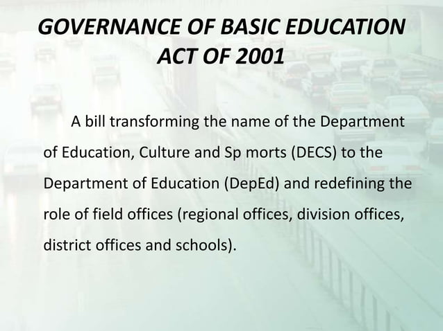 Department of Education (RA 9155), DepEd Set Up, Educational Delivery ...