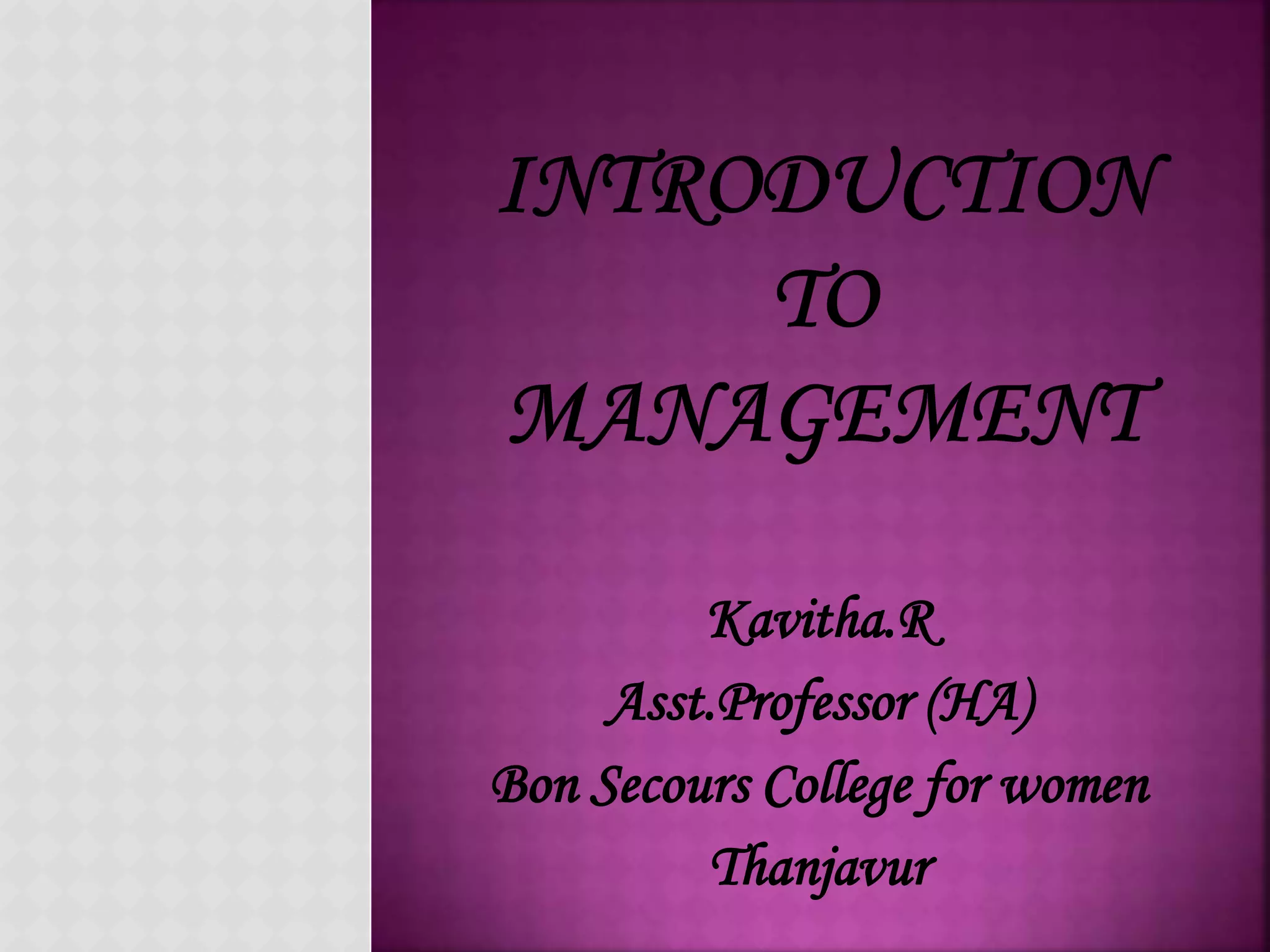 Introduction to Management | PPT